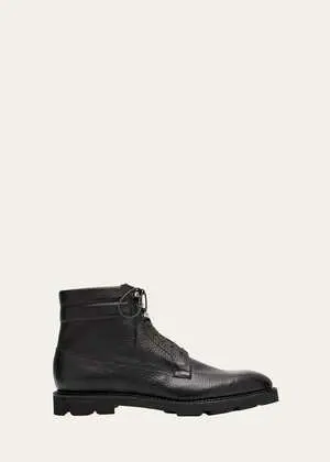 John Lobb Alder Grained Leather Hiking Boots - Black