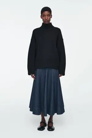 Cos Voluminous A-line Midi Denim Skirt