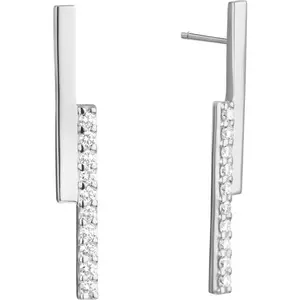 Lana Jewelry 14k Gold Diamond Linear Drop Earrings - Silver