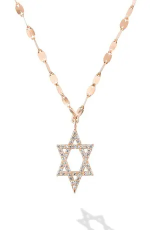 Lana Jewelry 14k Gold Diamond Star Of David Pendant Necklace - Rose Gold