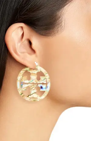 Tory Burch Miller Hoop Earrings - Abalone