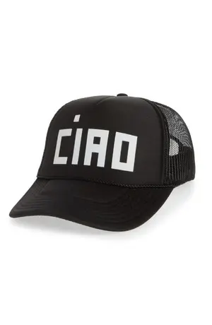 Clare V. Graphic Trucker Hat - Black W/cream Block Ciao
