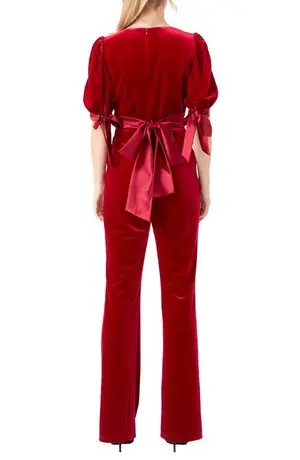 Endless Rose Bow Tie Velvet Jumpsuit