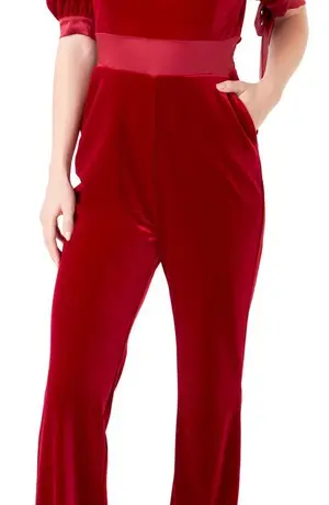 Endless Rose Bow Tie Velvet Jumpsuit
