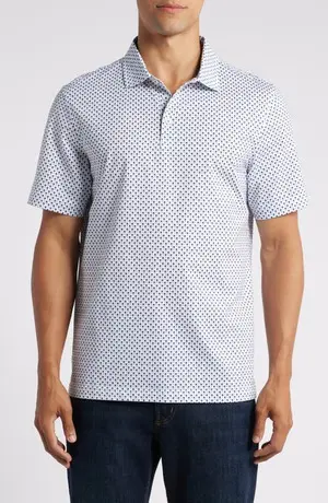 Bugatchi Victor Ooohcotton® Palm Tree Print Polo White/navy