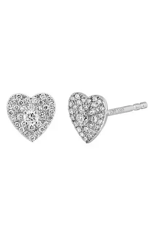 Bony Levy Diamond Heart Stud Earrings - 18k White Gold