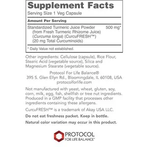 PROTOCOL FOR LIFE BALANCE Protocol Curcufresh 500mg 60 Capsules