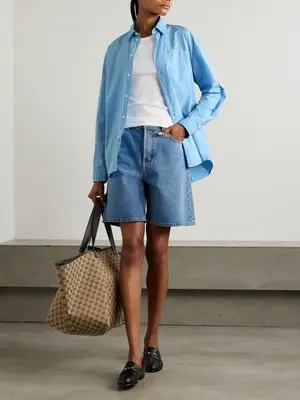 SPORTY & RICH Oversized Embroidered Cotton-poplin Shirt