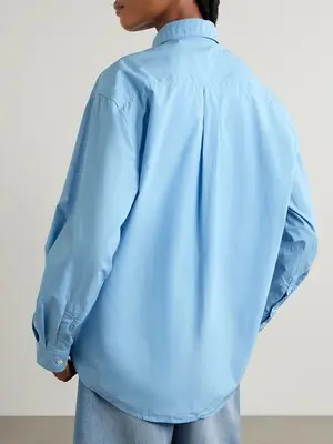 SPORTY & RICH Oversized Embroidered Cotton-poplin Shirt
