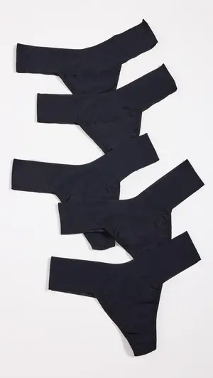 Hanky Panky Breathe Natural Thong 5 Pack - Black