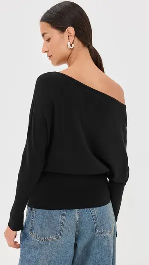 Simkhai Lavina Draped Off-shoulder Sweater - Black