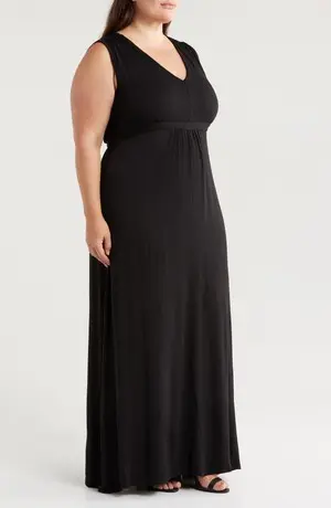 24SEVEN COMFORT APPAREL Sleeveless Maxi Dress - Black