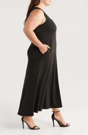 24SEVEN COMFORT APPAREL Maxi Tank Dress - Black