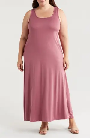 24SEVEN COMFORT APPAREL Maxi Tank Dress - Rose