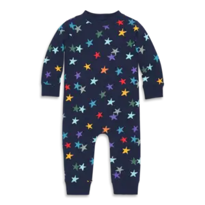 PRIMARY Baby Sweatshirt Romper - Navy Confetti Stars