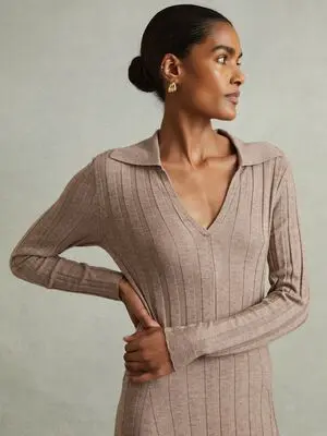REISS Winnie Knitted Midi Dress