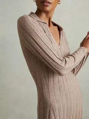 REISS Winnie Knitted Midi Dress