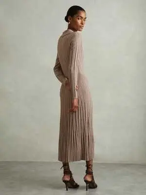 REISS Winnie Knitted Midi Dress