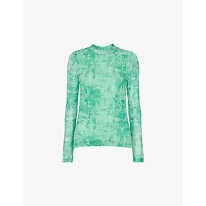 Whistles Brushwork-print Stretch-mesh Top