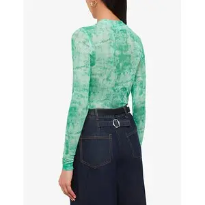 Whistles Brushwork-print Stretch-mesh Top