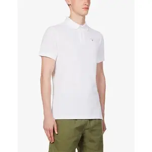 Barbour Brand-embroidered Ribbed-trim Regular-fit Cotton-piqué Polo Shirt - White