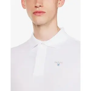 Barbour Brand-embroidered Ribbed-trim Regular-fit Cotton-piqué Polo Shirt - White