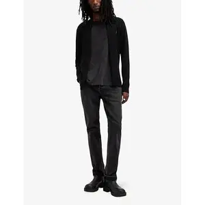 ALLSAINTS Ramskull-embroidered Merino-wool Cardigan - Black