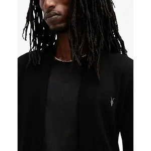 ALLSAINTS Ramskull-embroidered Merino-wool Cardigan - Black