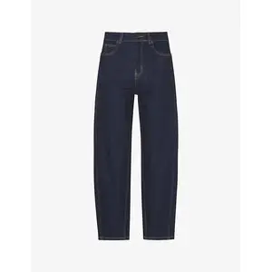 Whistles High-rise Barrel-leg Stretch-denim Jeans - Navy