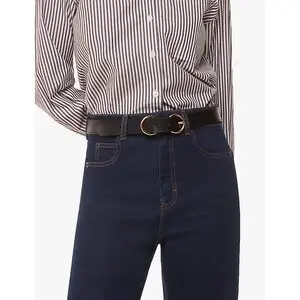 Whistles High-rise Barrel-leg Stretch-denim Jeans - Navy