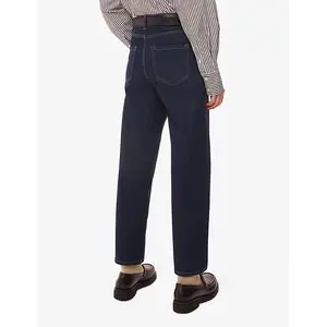 Whistles High-rise Barrel-leg Stretch-denim Jeans - Navy