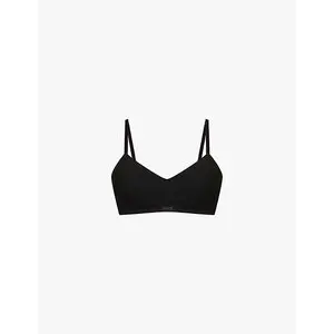 SLOGGI Ever Ease Padded Non-wired Cotton-blend Bra - Black