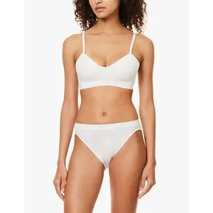SLOGGI Ever Ease Padded Non-wired Cotton-blend Bra - Silk White