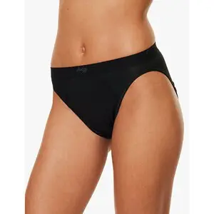 SLOGGI Ever Ease Tai High-leg Stretch-cotton Briefs - Black
