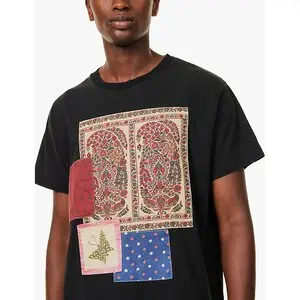 FOUND Patchwork Graphic-print Relaxed-fit Cotton-jersey T-shirt