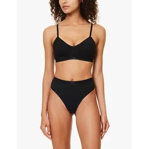 SLOGGI Ever Ease String Stretch-cotton Thong - Black