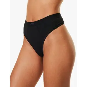 SLOGGI Ever Ease String Stretch-cotton Thong - Black