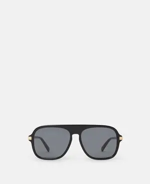 Stella McCartney Straight-edge Sunglasses - Glossy Black And Gold