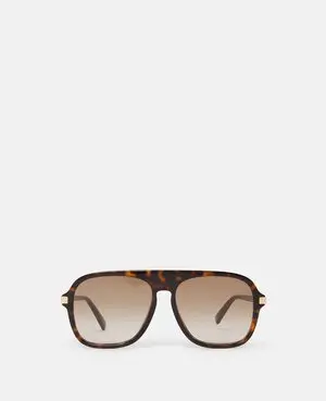 Stella McCartney Straight-edge Sunglasses - Glossy Tortoiseshell And Gold