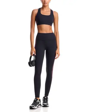Splits59 Margot Rigor Leggings With Contrast Stripe Detail - Black/dark Cherry