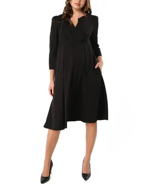 MARION Maternity & Nursing Midi Tea Dress - Black