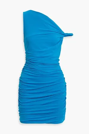 Helmut Lang One-shoulder Ruched Crepe Mini Dress
