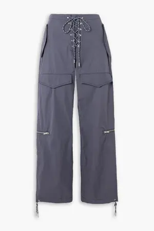 DION LEE Lace-up Wide-leg Twill Pants