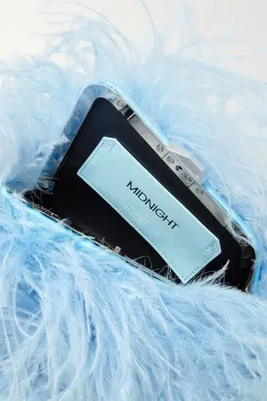 Attico Midnight Feather-trimmed Clutch