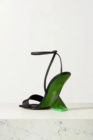 Attico Cheope Satin Wedge Sandals - Black
