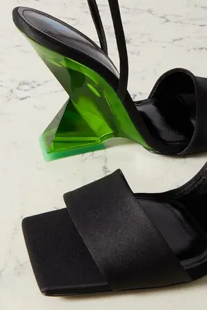 Attico Cheope Satin Wedge Sandals - Black