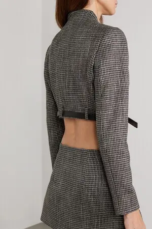 Coperni Belted Cropped Tweed Jacket