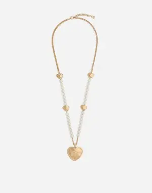 Dolce & Gabbana Necklace With Dg Logo And Heart Pendant - Gold