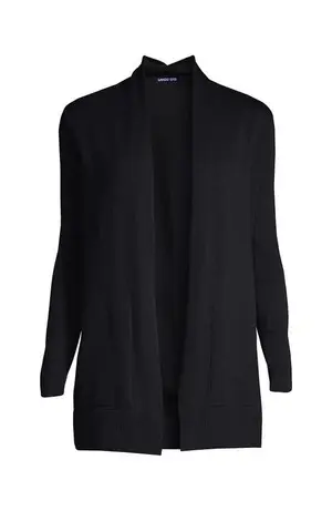 LANDS' END Long Sleeve Open Cardigan Sweater - Black