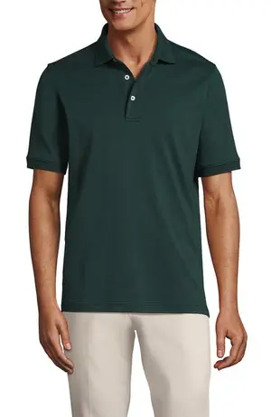 LANDS' END Short Sleeve Cotton Supima Polo Shirt Deep Forest